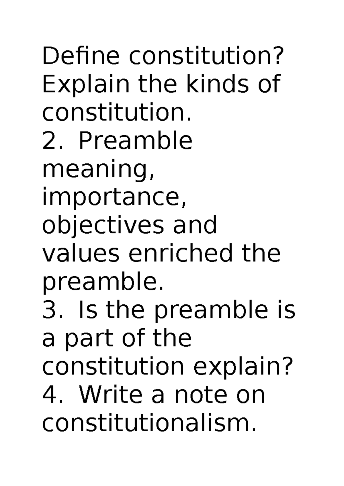 Imp qa - impquestion - Define constitution? Explain the kinds of ...