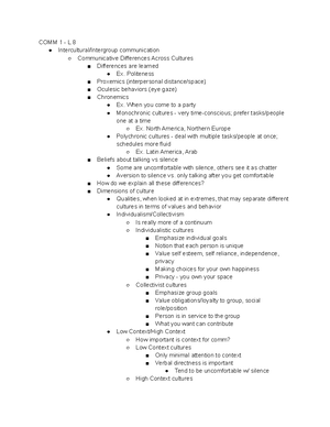 COMM1 Midterm Study Guide - Midterm Review Guide: Comm 1 Review Chapters 1, 2, 3, 4, 5, 8, 9 ...