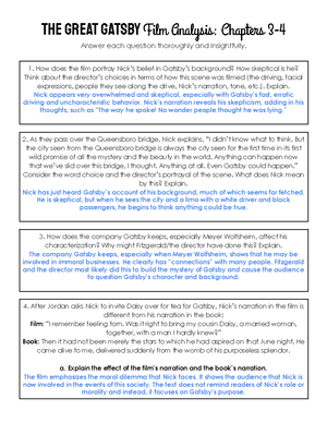 Copy of Gatsby Ch. 7 Gatsby vs. Tom - THE GREAT GATSBYChapter 7: Gatsby ...