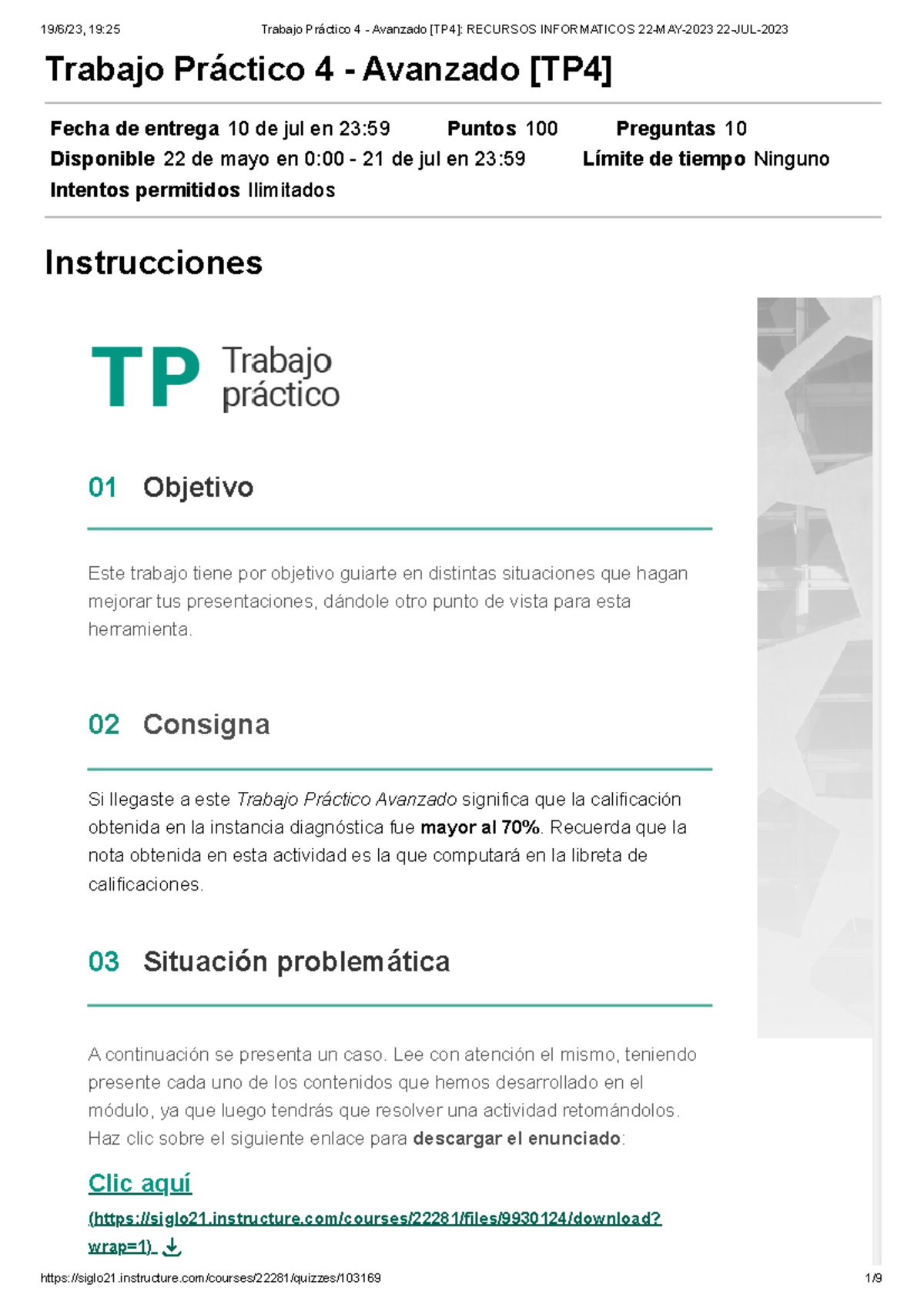 Trabajo Práctico 4 - Avanzado [TP4] Recursos Informaticos 22-MAY-2023 22-JUL-2023.pdf Corregido ...