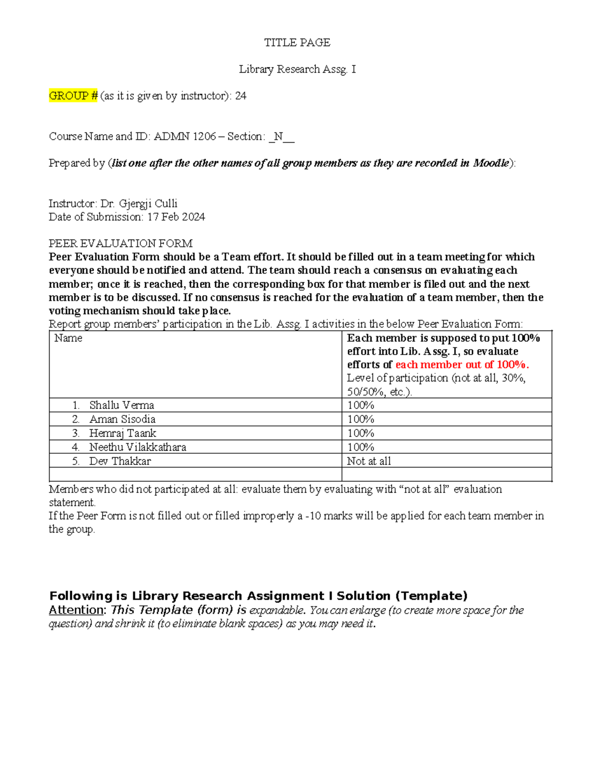 Library Assignment I Ad MN1206N Gr24 Shallu Verma - TITLE PAGE Library Research Assg. I GROUP ...