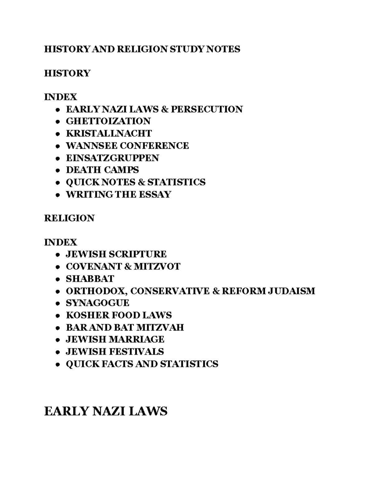 Holocaust and the Jewish Religion Study Notes - HISTORY AND RELIGION ...