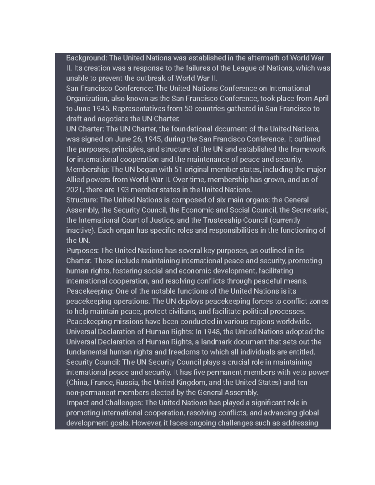 The United Nations Is Formed - Background: The United Nations was ...