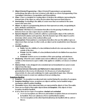 Midterm 1 Review - Object Oriented Programming is a programming ...