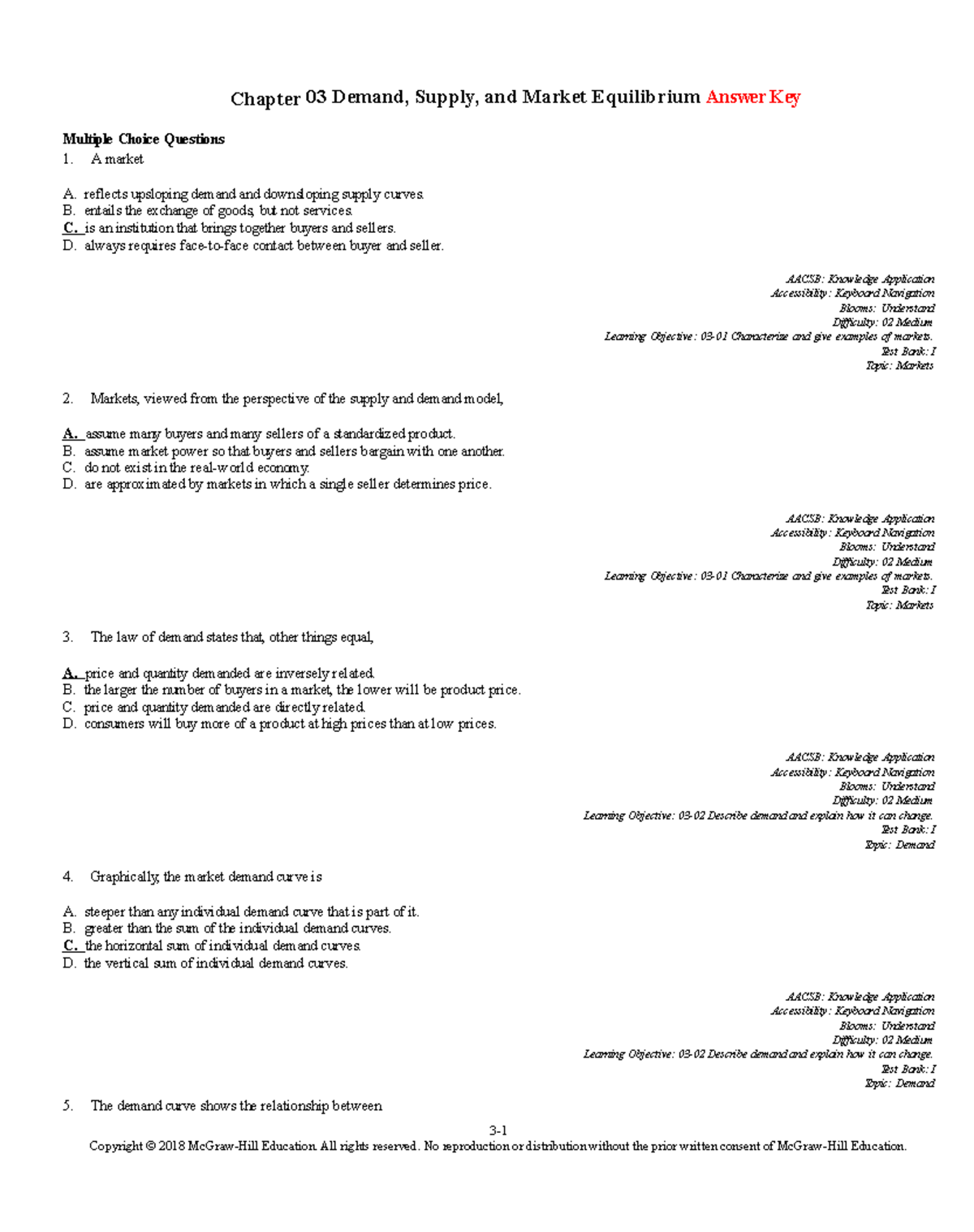 TBChap 003 - question bank - Chapter 03 Demand, Supply, and Market ...