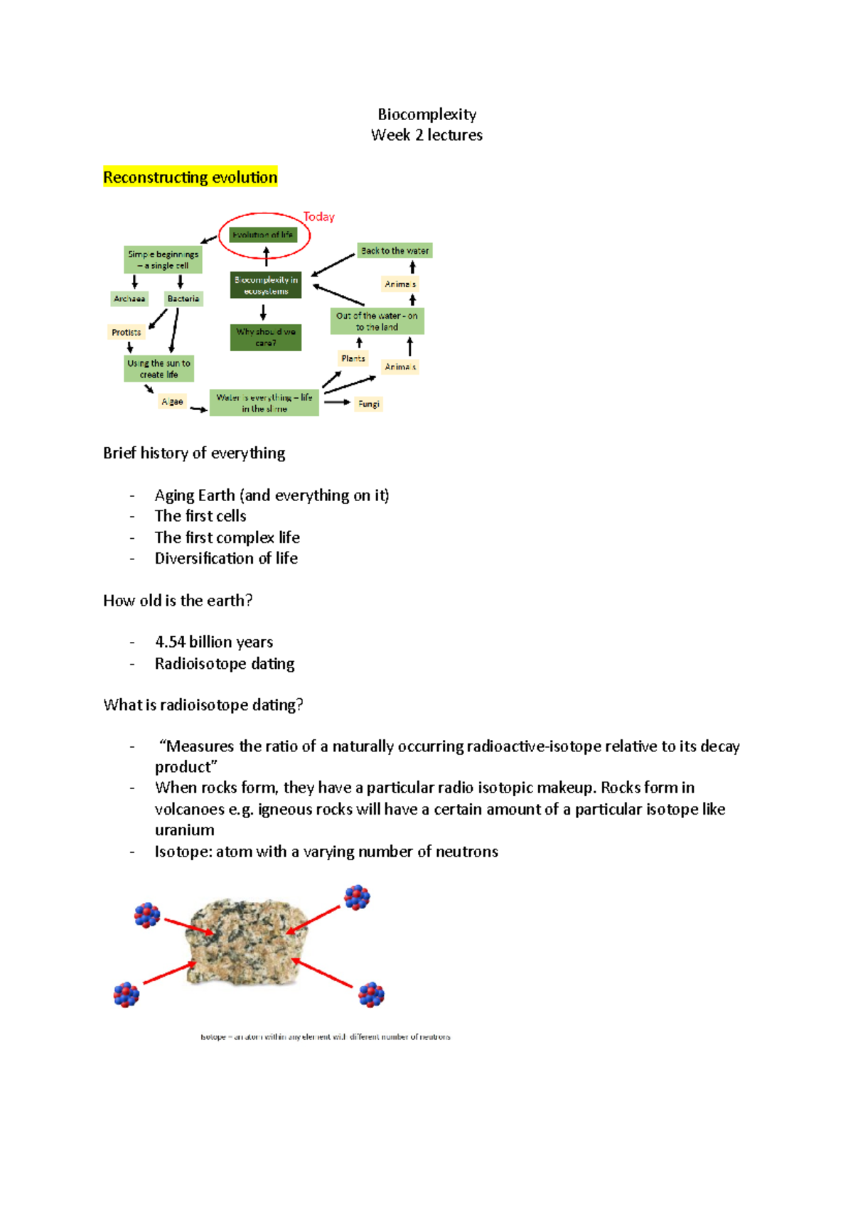 Bio wk 2 lecture notes - Biocomplexity Week 2 lectures Reconstructing ...