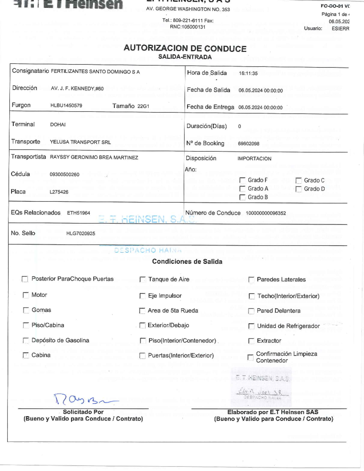 formato de conduce - Trabajo de Grado - Studocu