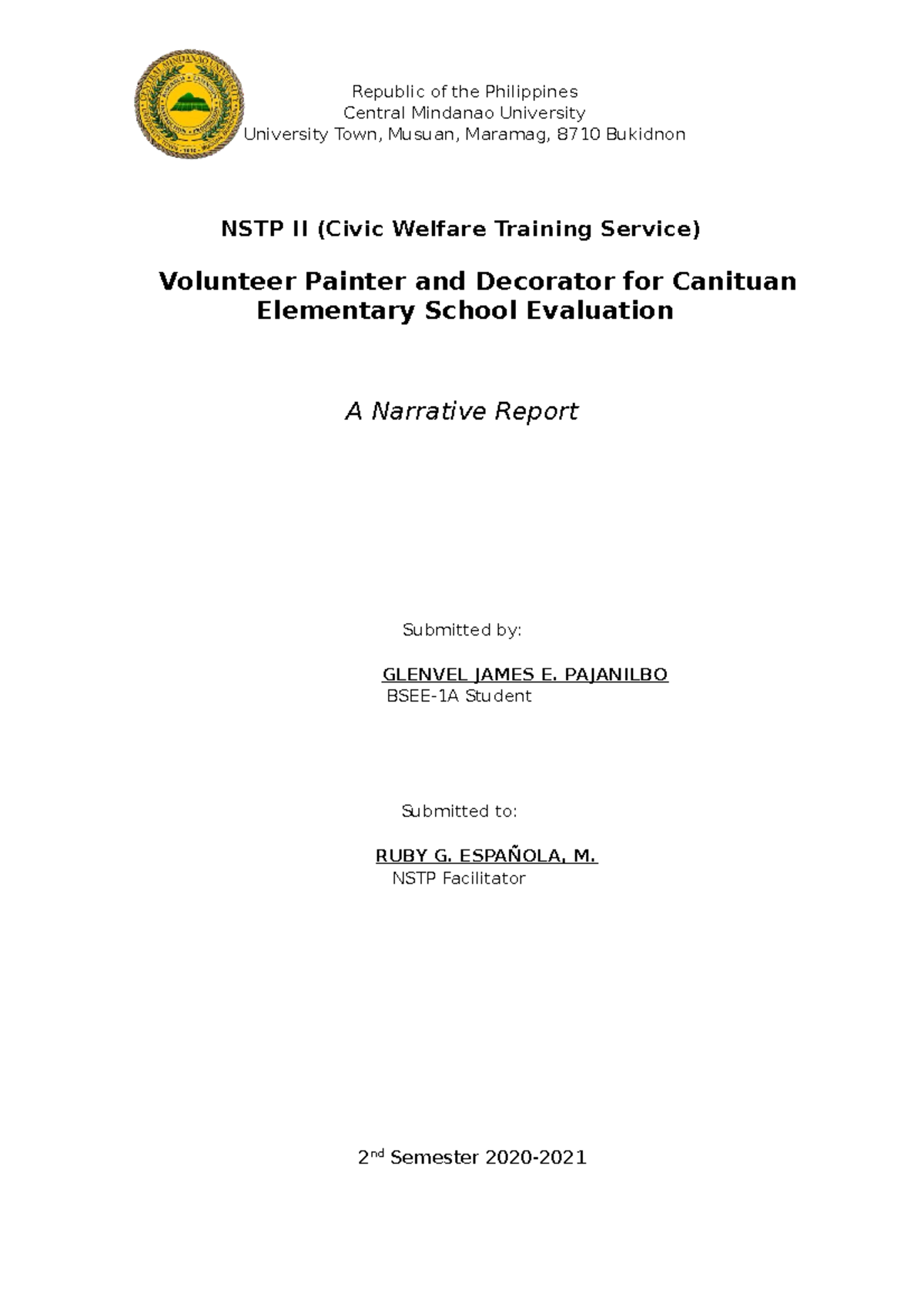 Pajanilbo - Activity No.4 Narrative Report - Republic of the ...