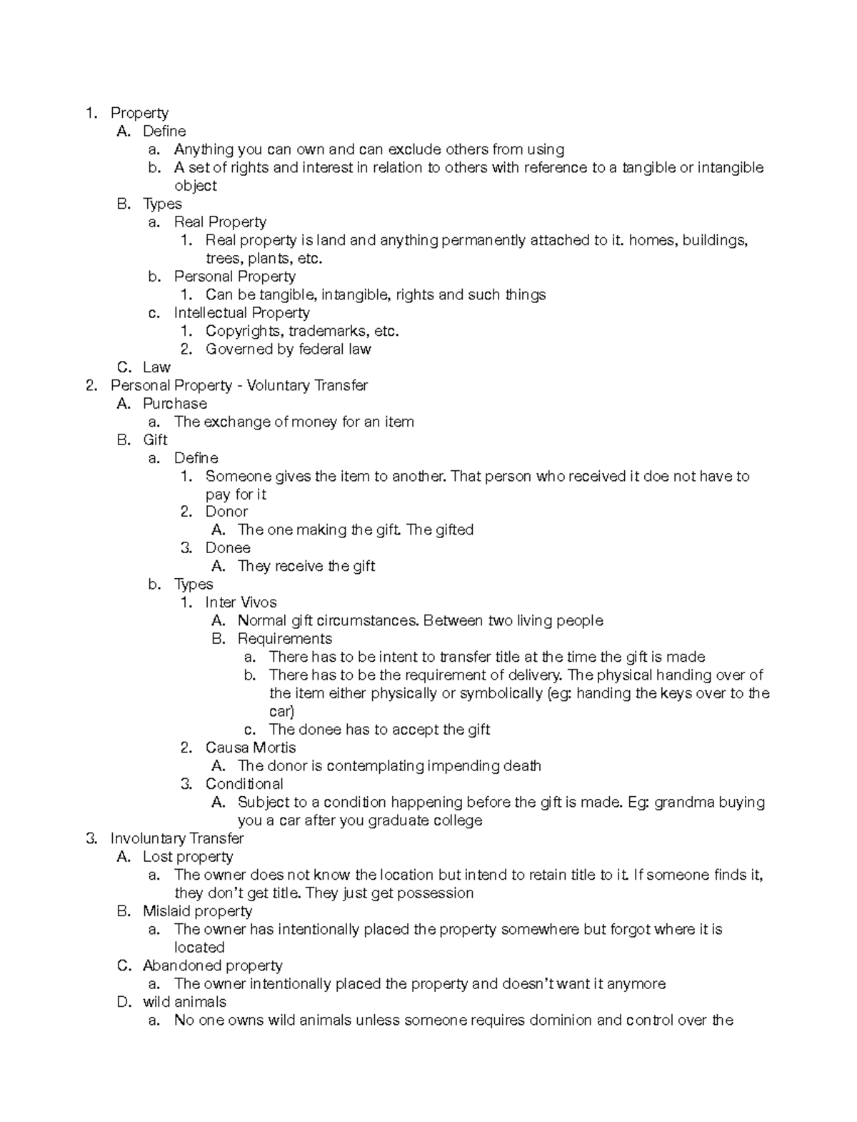 Ch 48 - ch 48 rebecca davis uky notes - Property A. Define a. Anything ...