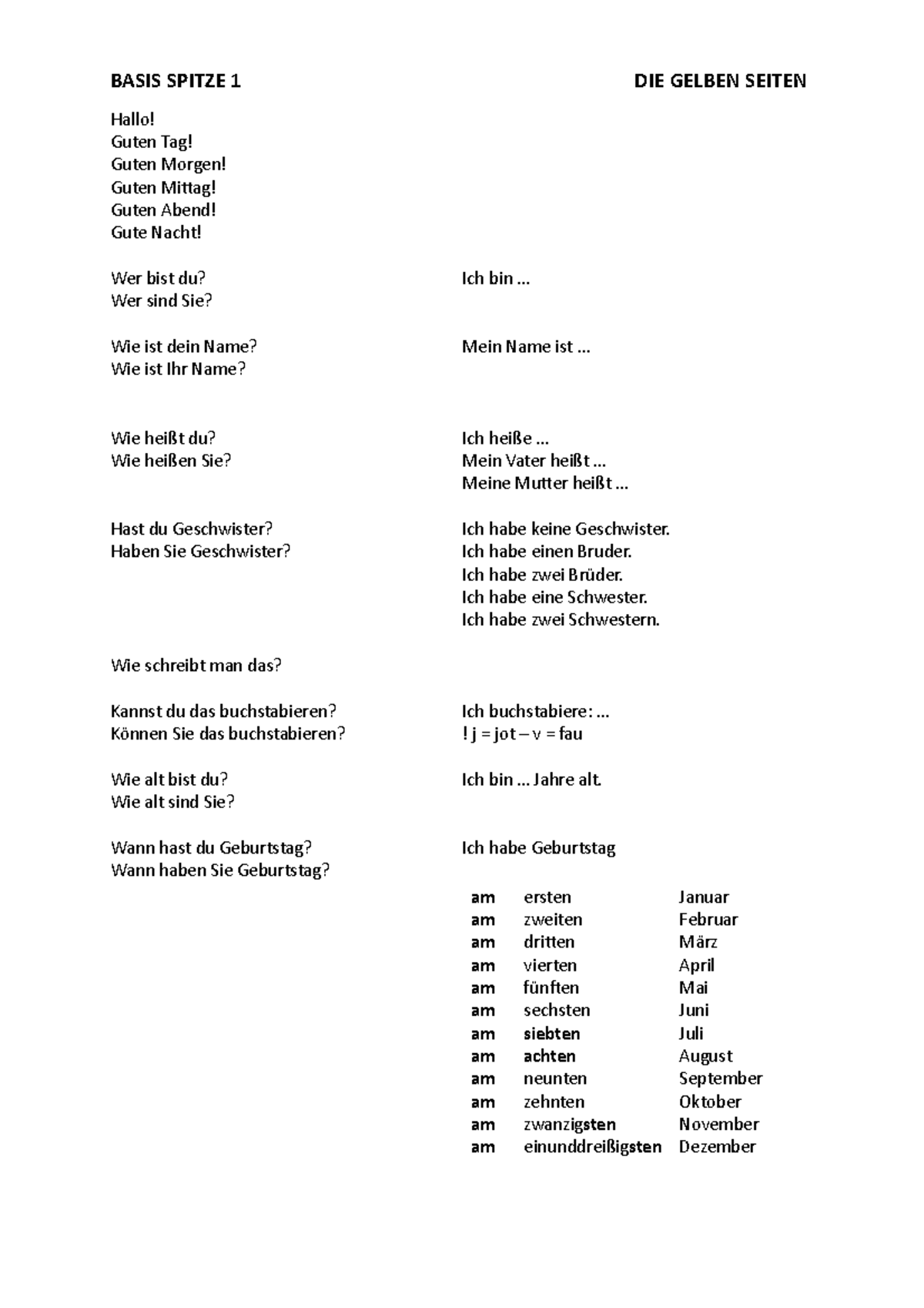 Basis Spitze 1 - gouden regels duits - BASIS SPITZE 1 DIE GELBEN SEITEN ...