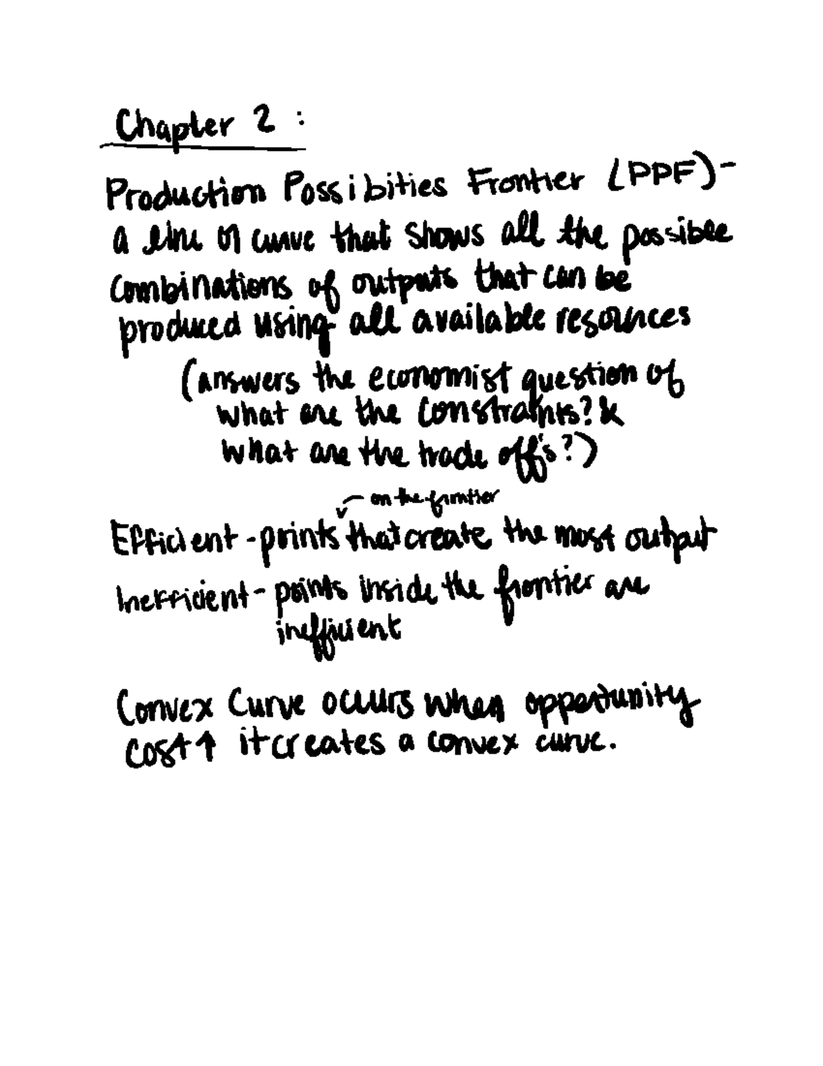 Econ Chapter 2 Reading Notes - Chapter Production Possi bities Frontier ...