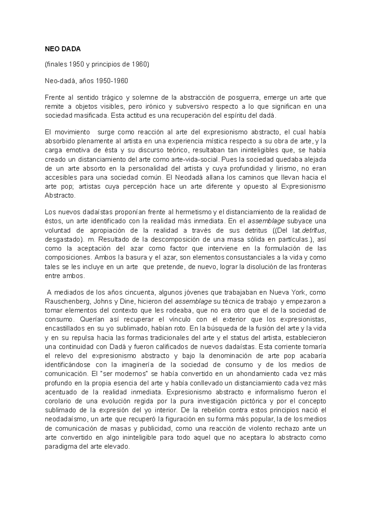 neo dada y popart - NEO DADA (finales 1950 y principios de 1960) Neo ...