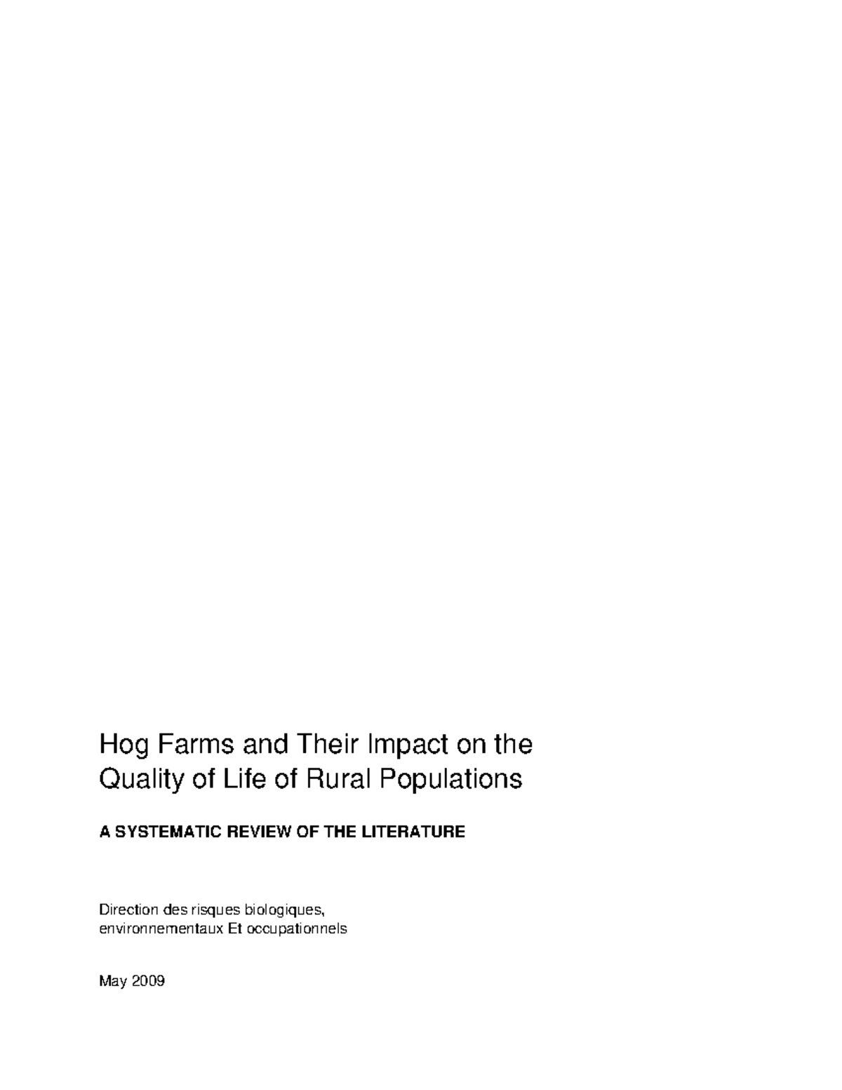 Hog Farms May 2009 - Hog Farms and Their Impact on the Quality of Life ...