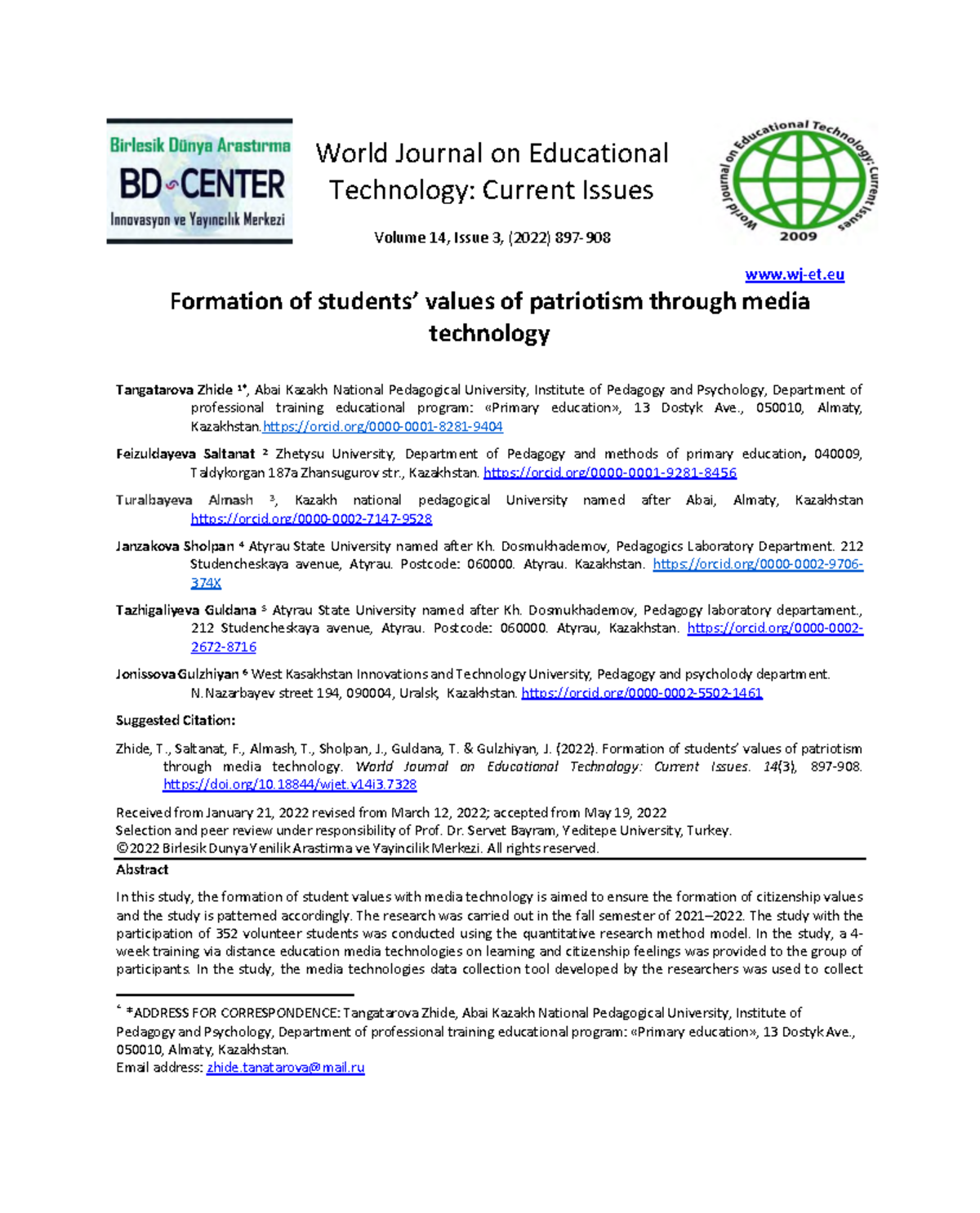 EJ1355896 - 123 - World Journal on Educational Technology: Current ...