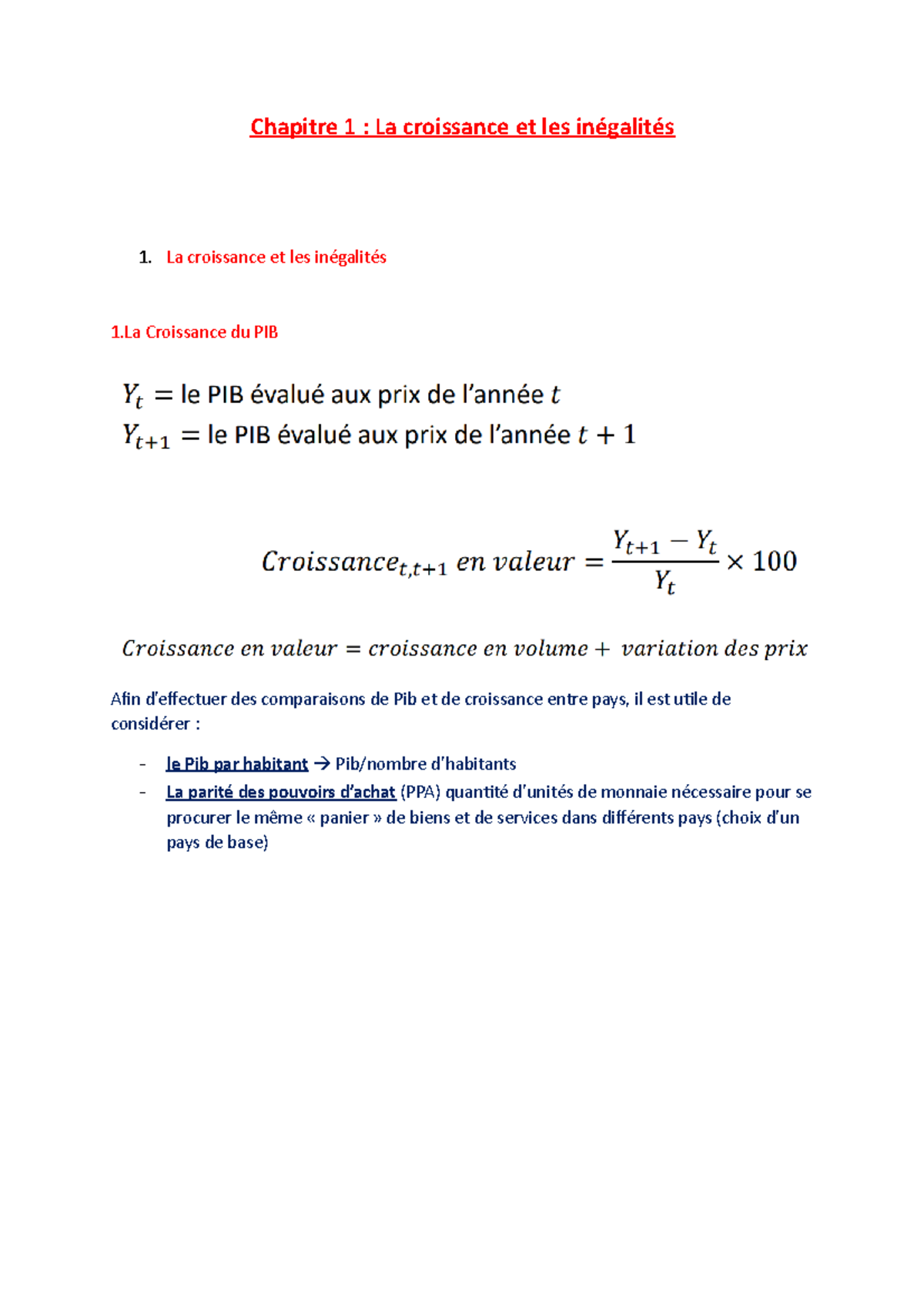 Partie 2 Chapitre 1 - Chapitre 1 : La croissance et les inégalités La croissance et les ...