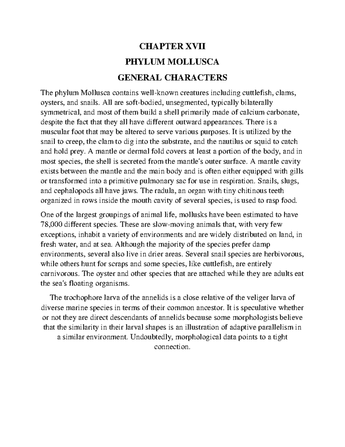 Zoology Chapter 16 [ Phylum Mollusca ]part 1 - CHAPTER XVII PHYLUM ...