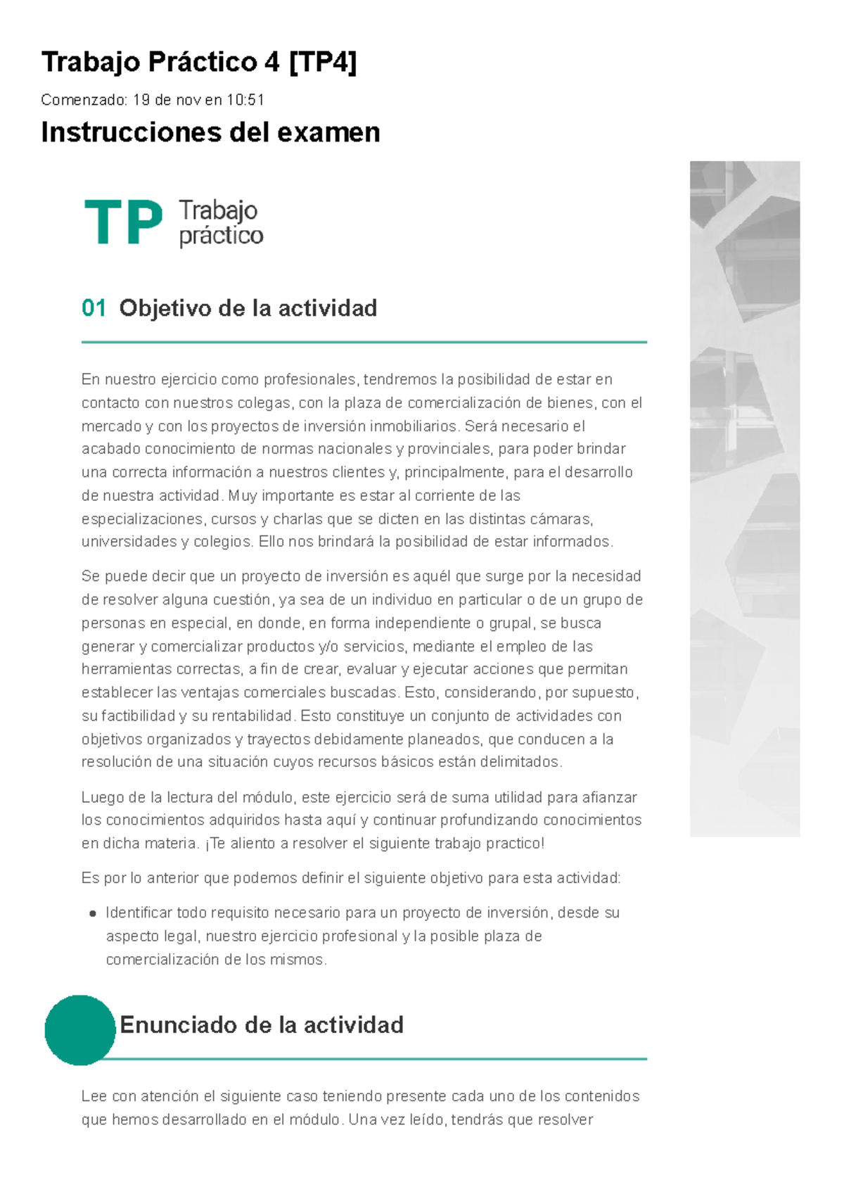 TP 4 Corretaje 95% - TRABAJOS PRÁCTICOS - Trabajo Práctico 4 [TP4] Comenzado: 19 de nov en 10 ...