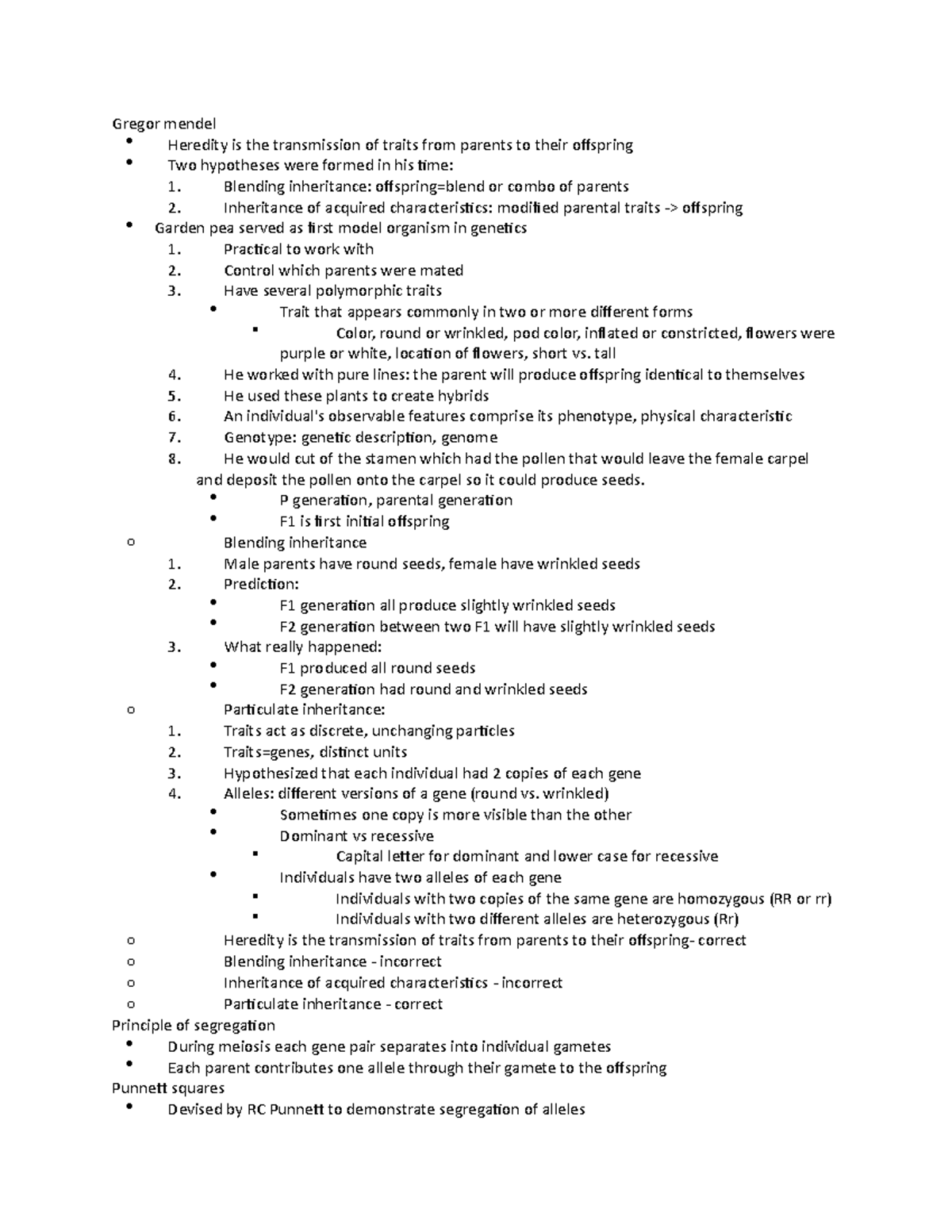 Bio13lecturenotes - Gregor mendel Heredity is the transmission of ...