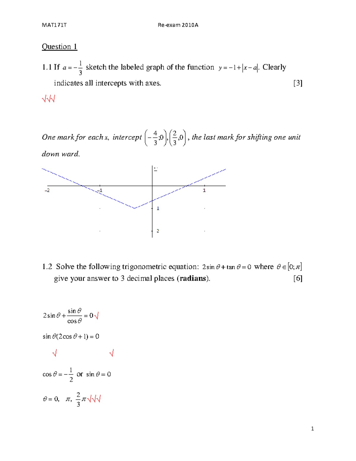 2010 A M1 Re Exam Memo - 2009 A Main Exam Memo M1 - past Copy exam ...