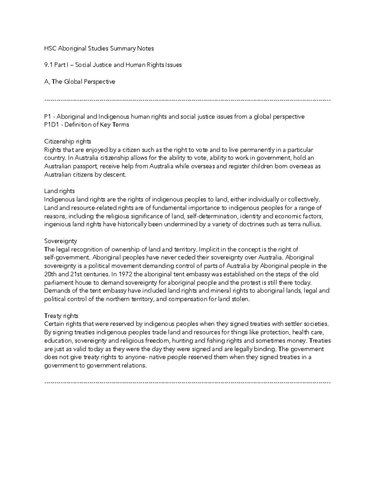 Summarised Notes On Aboriginal Studies - HSC Aboriginal Studies Summary ...
