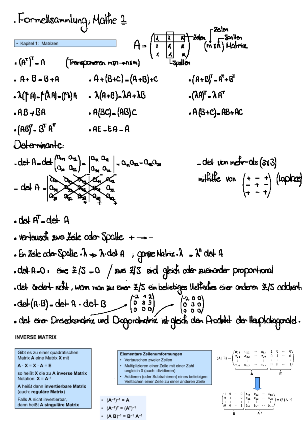 Formel Sammlung Mathe 2 - Mathematik 2 - Studocu