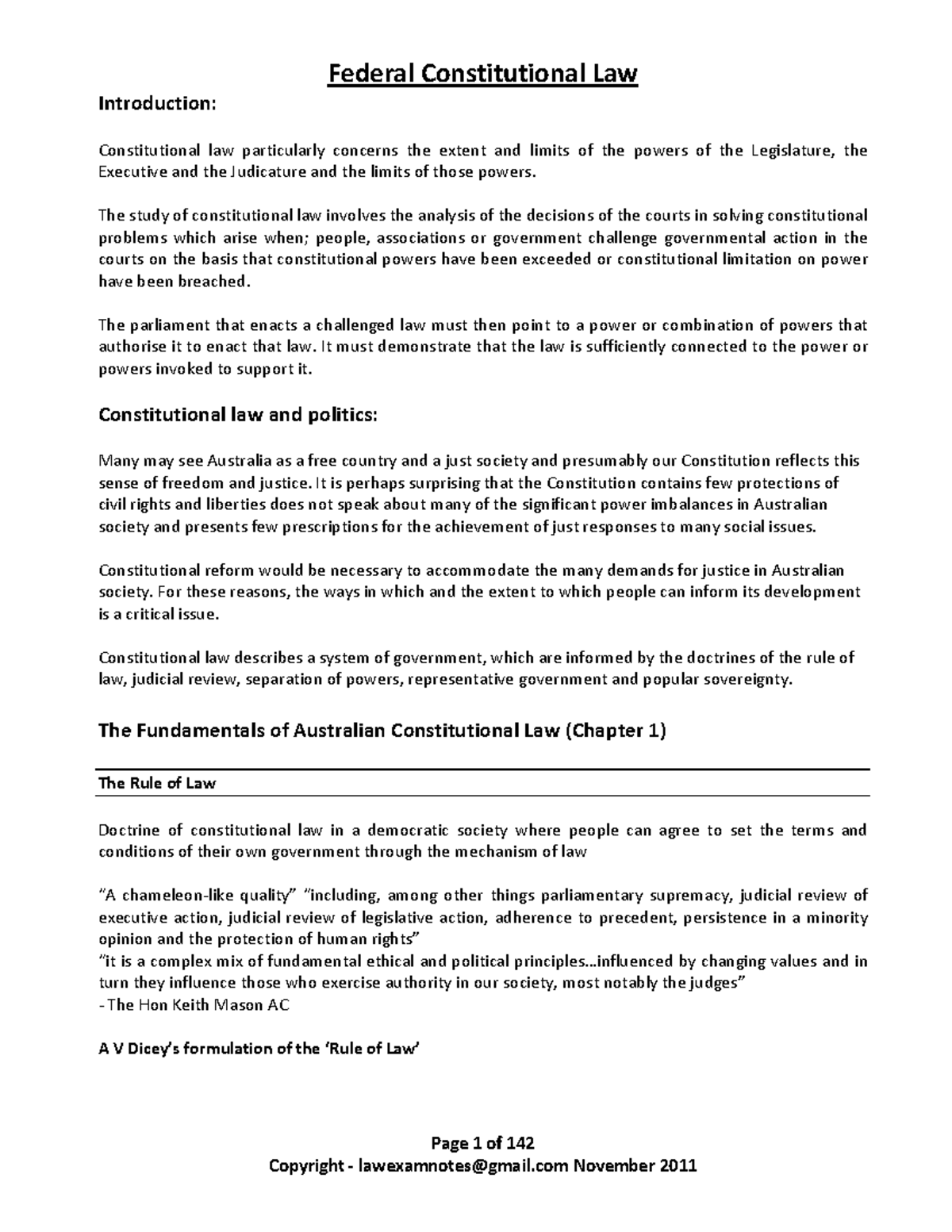 Federal Constitutional Law Notes - 142 Pages - Page 1 of 142 ...