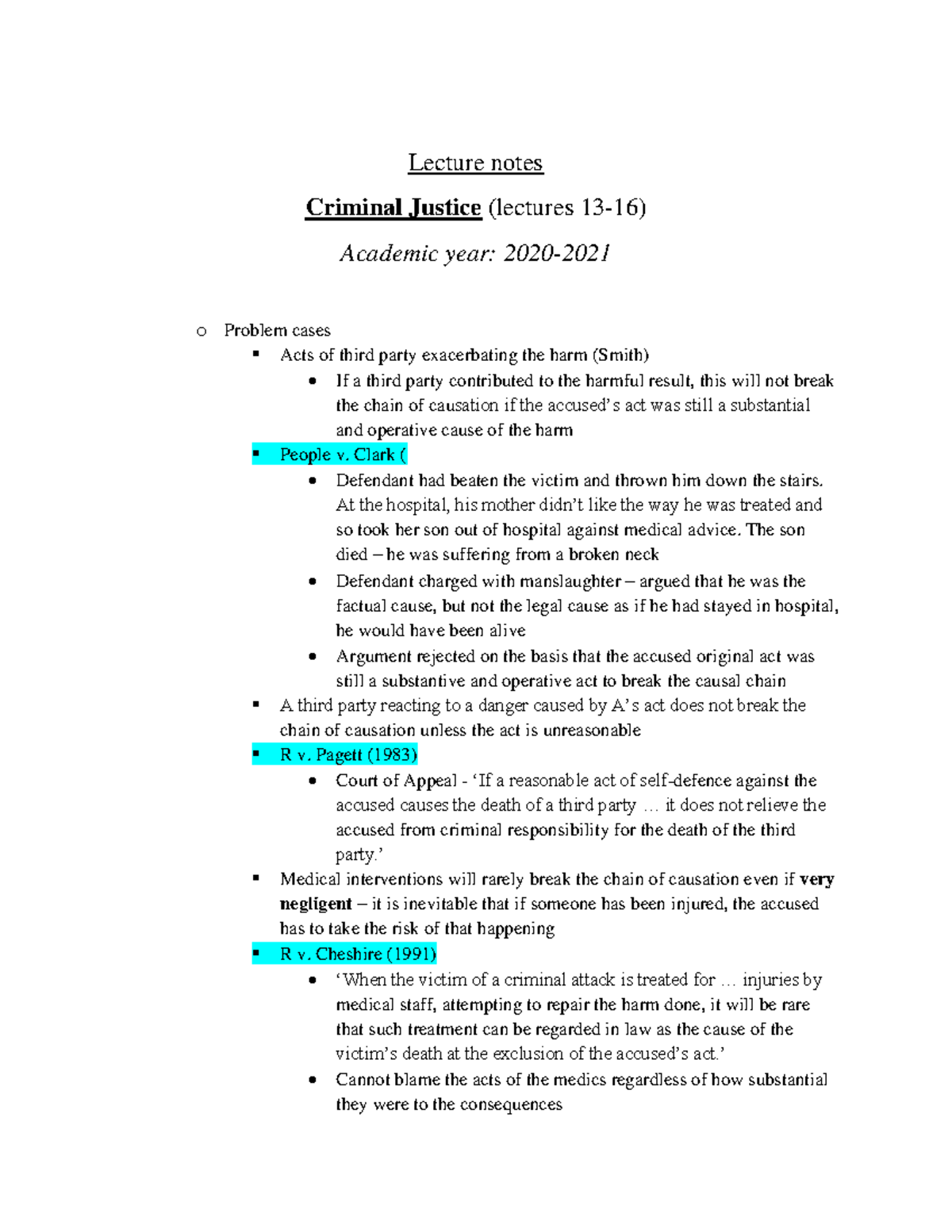 Criminaljustice lectures 13to16 20202021 - Lecture notes Criminal ...