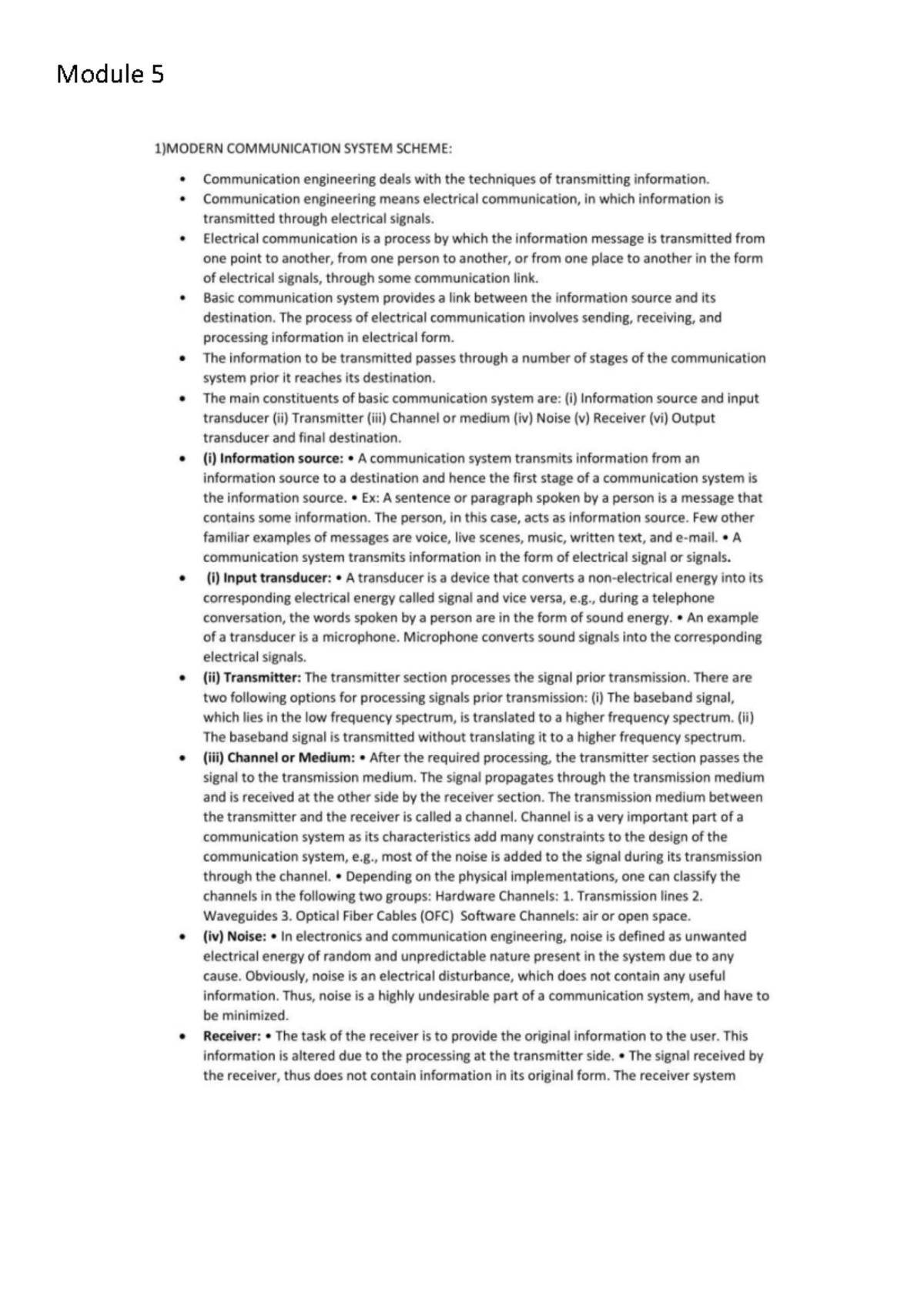 IEC important questions - Module 5 1)MODERN COMMUNICATION SYSTEM SCHEME ...