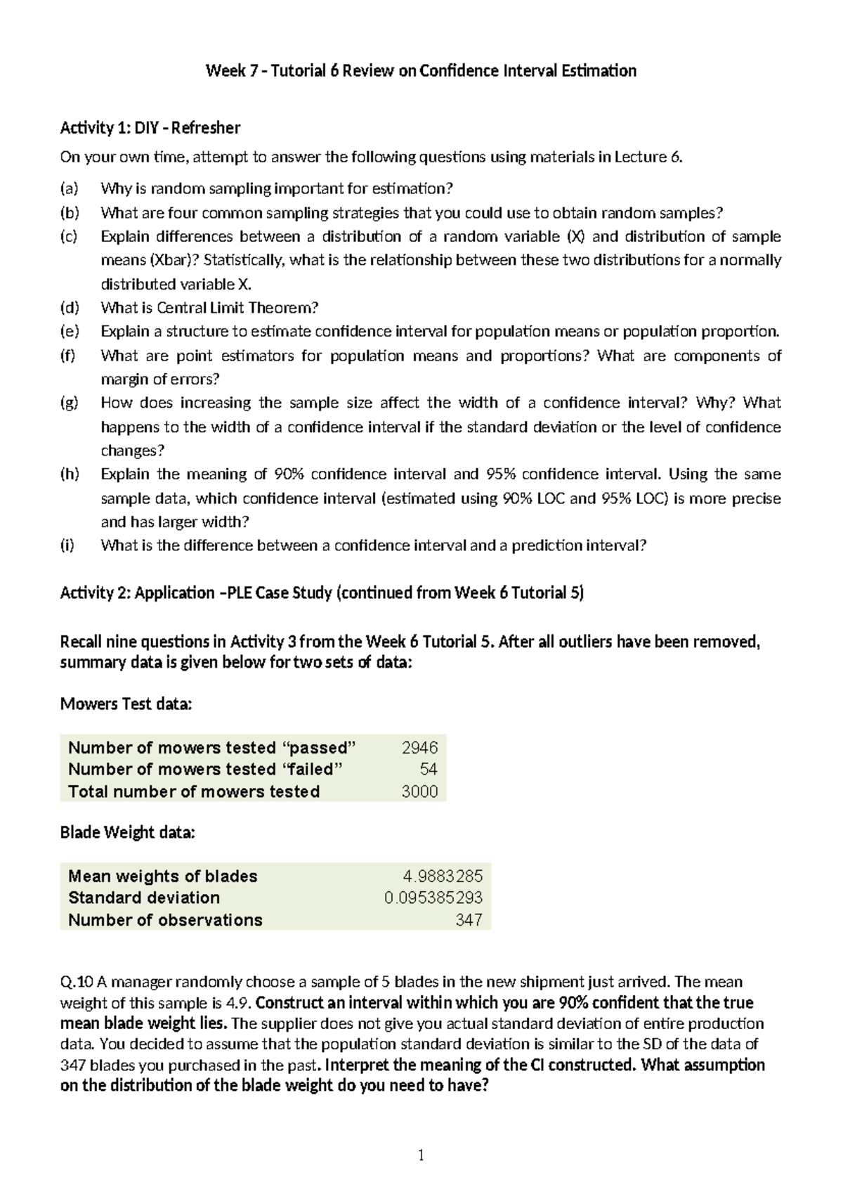 Tutorial 6 (Week 7) Questions - Week 7 - Tutorial 6 Review on ...