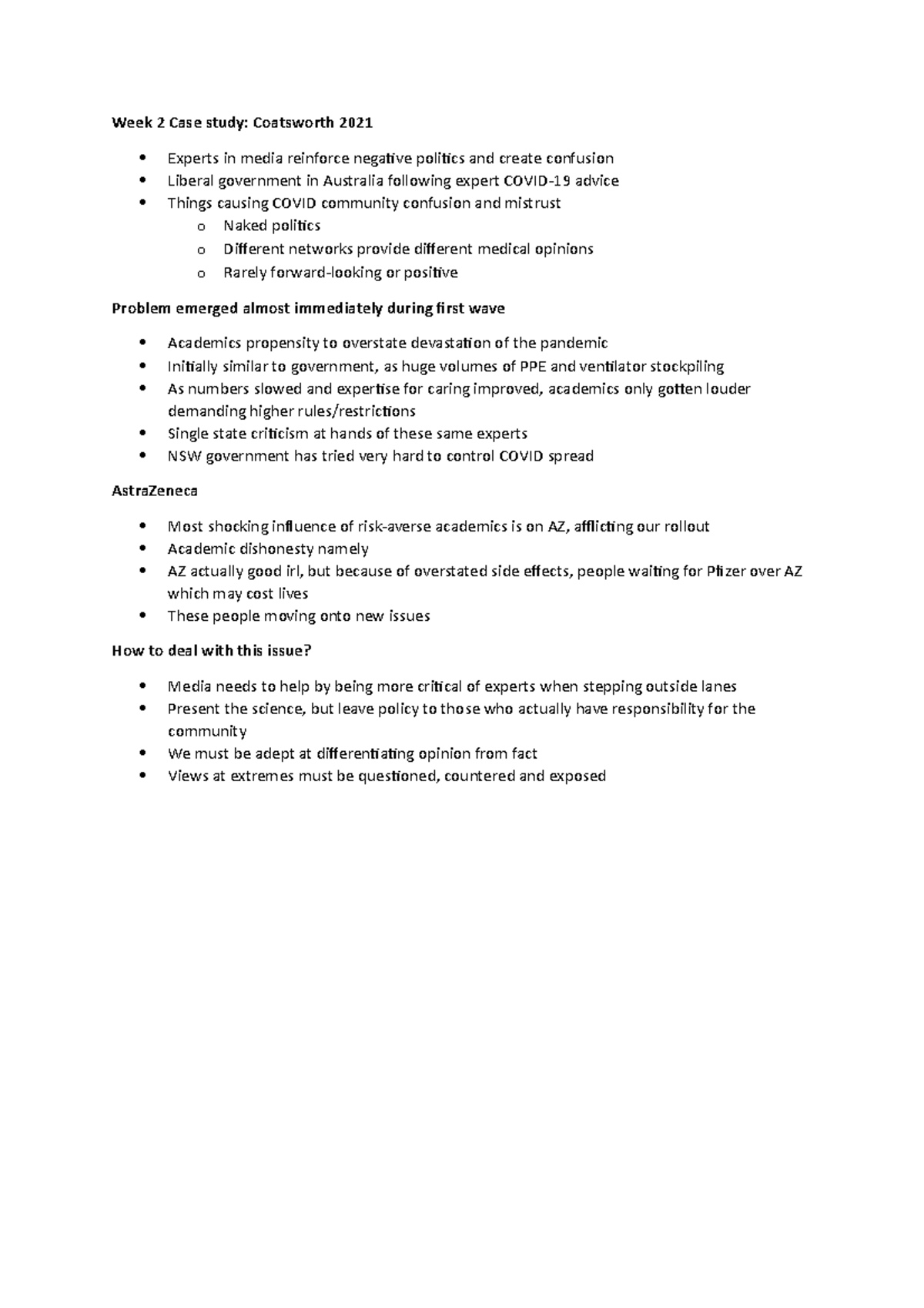 Week 2 Case study - Week 2 Case study: Coatsworth 2021 Experts in media ...