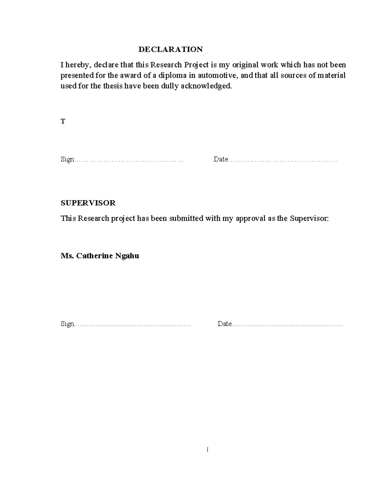 Abstract project system - i DECLARATION I hereby, declare that this ...