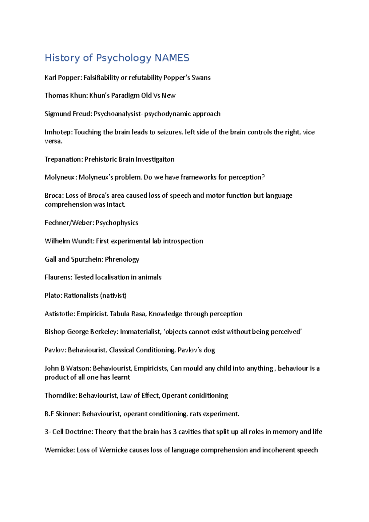 History of Psychology Names - History of Psychology NAMES Karl Popper ...