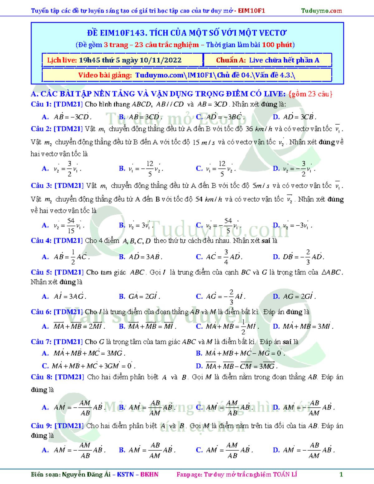 1667801914517 de eim10f143 tich cua mot so voi mot vecto pdf - Tuyển tập các đề tự luyện sáng ...