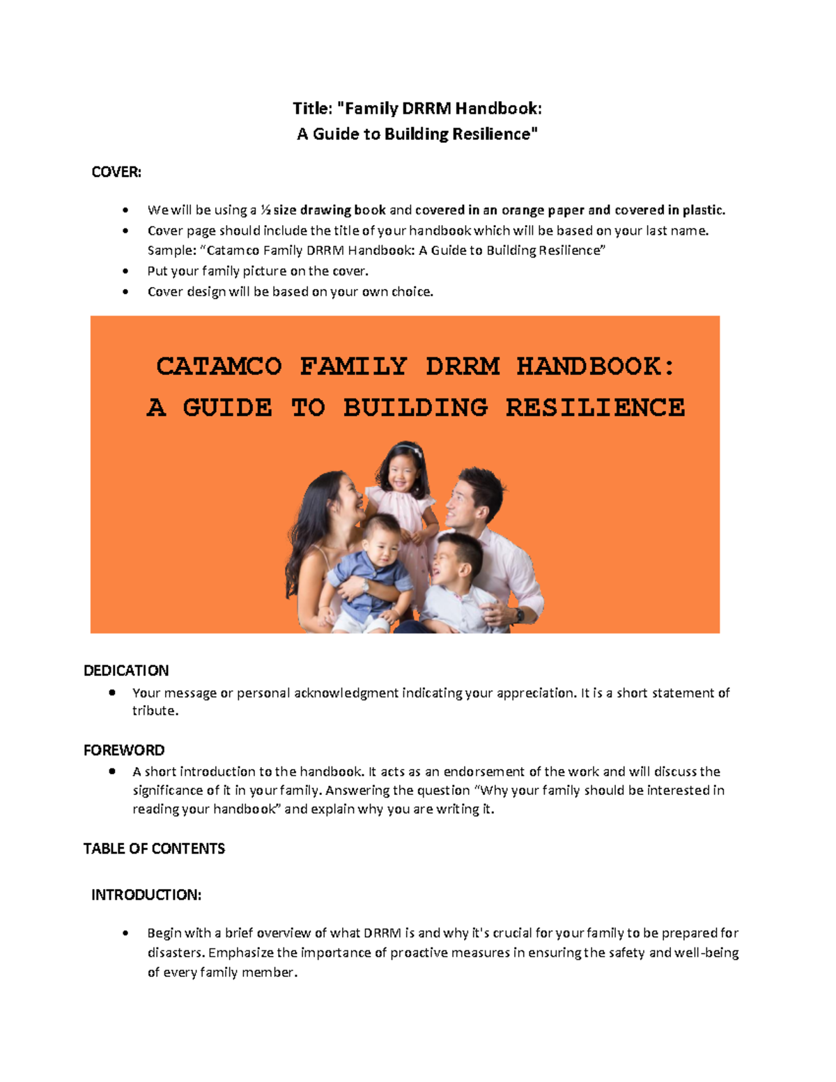 NSTP2 Family DRRM Handbook Guidelines 1 - CATAMCO FAMILY DRRM HANDBOOK ...