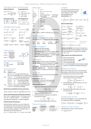 Zusammenfassung - Mathe Lineare Algebra - Herrler - Mathe 1. Semester ...