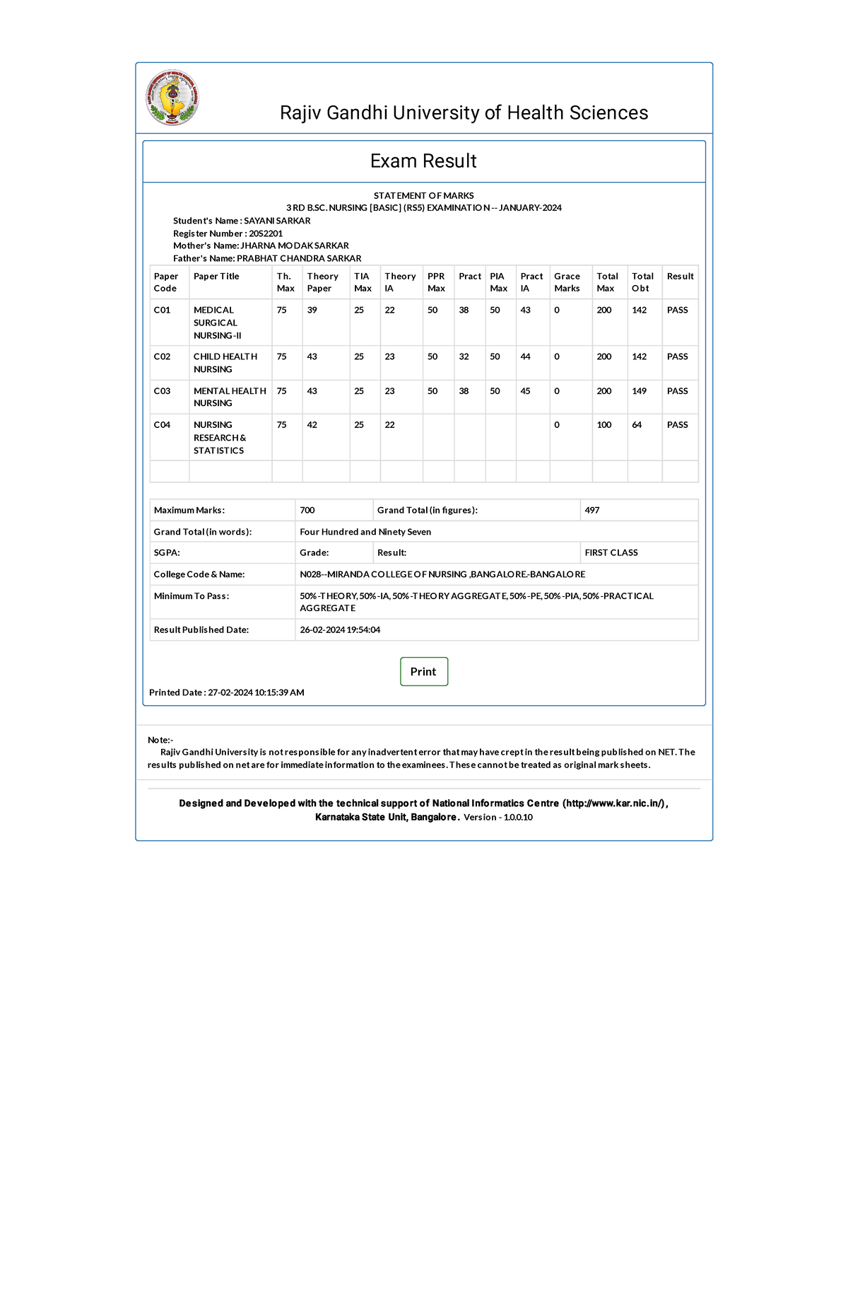 Sayani - Blue print solve - Rajiv Gandhi University of Health Sciences ...