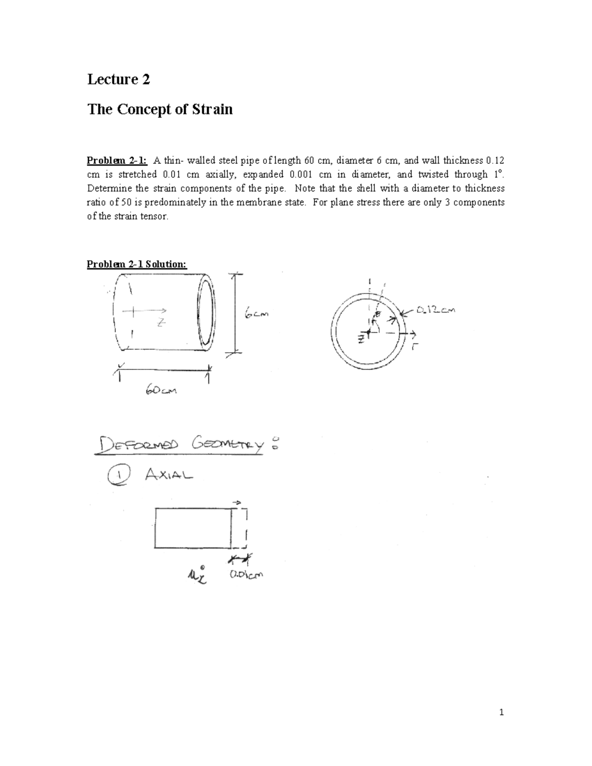 ENGR 244 Problems Solution Lecture 2 - Lecture 2 The Concept of Strain ...