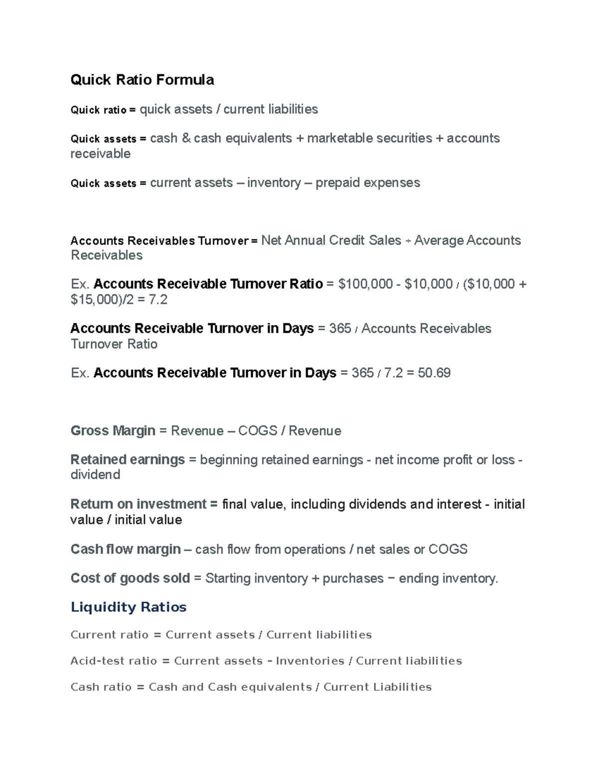 Quick-Ratio-Formula - A quick ratios for Financial Statements - Quick ...