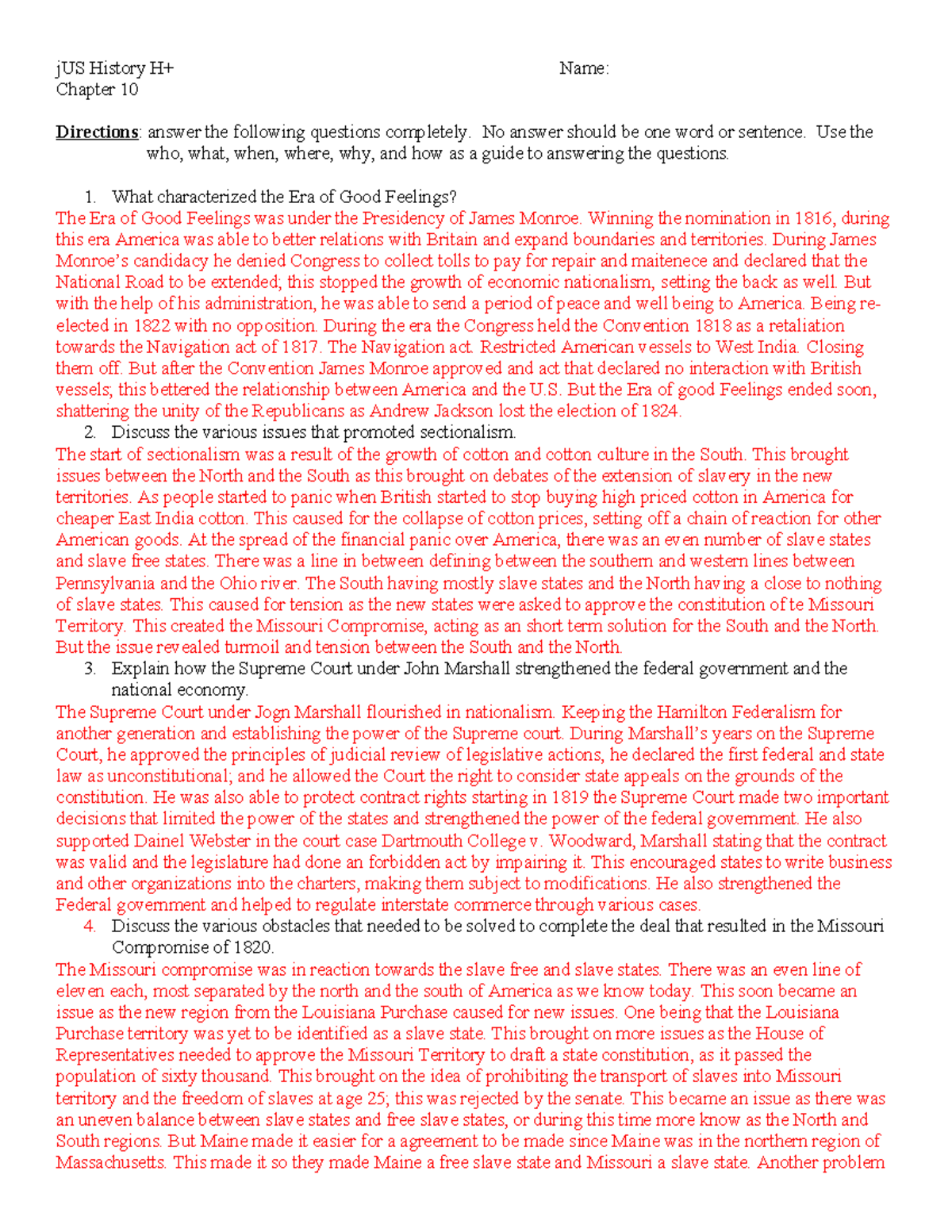 Chapter 10 crutch 2022 - jUS History H+ Name: Chapter 10 Directions ...