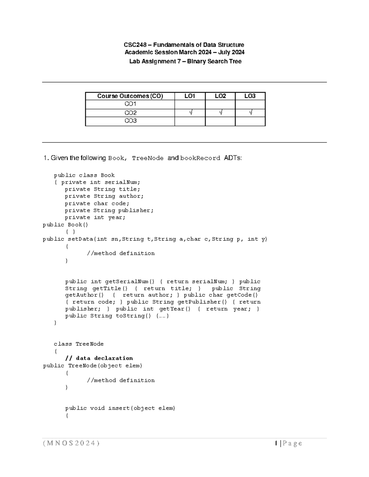 Lab Assignment 7 - tutorial - CSC248 – Fundamentals of Data Structure Academic Session March ...