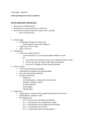 Heme 2 Module 2 Introduction to Leukocyte Neoplasms - Hematology 2 ...