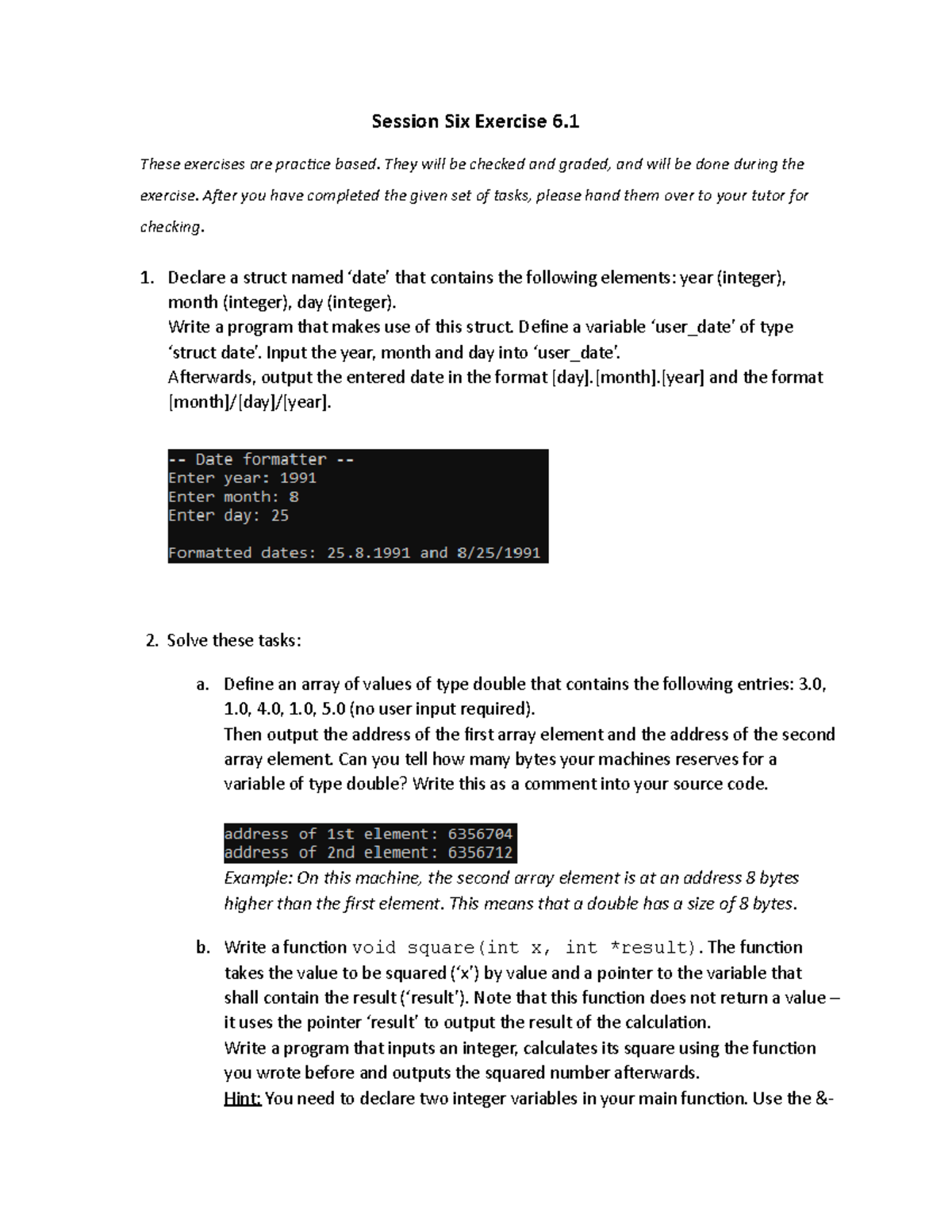 Exercise 6 - Lab documents - Session Six Exercise 6. These exercises ...