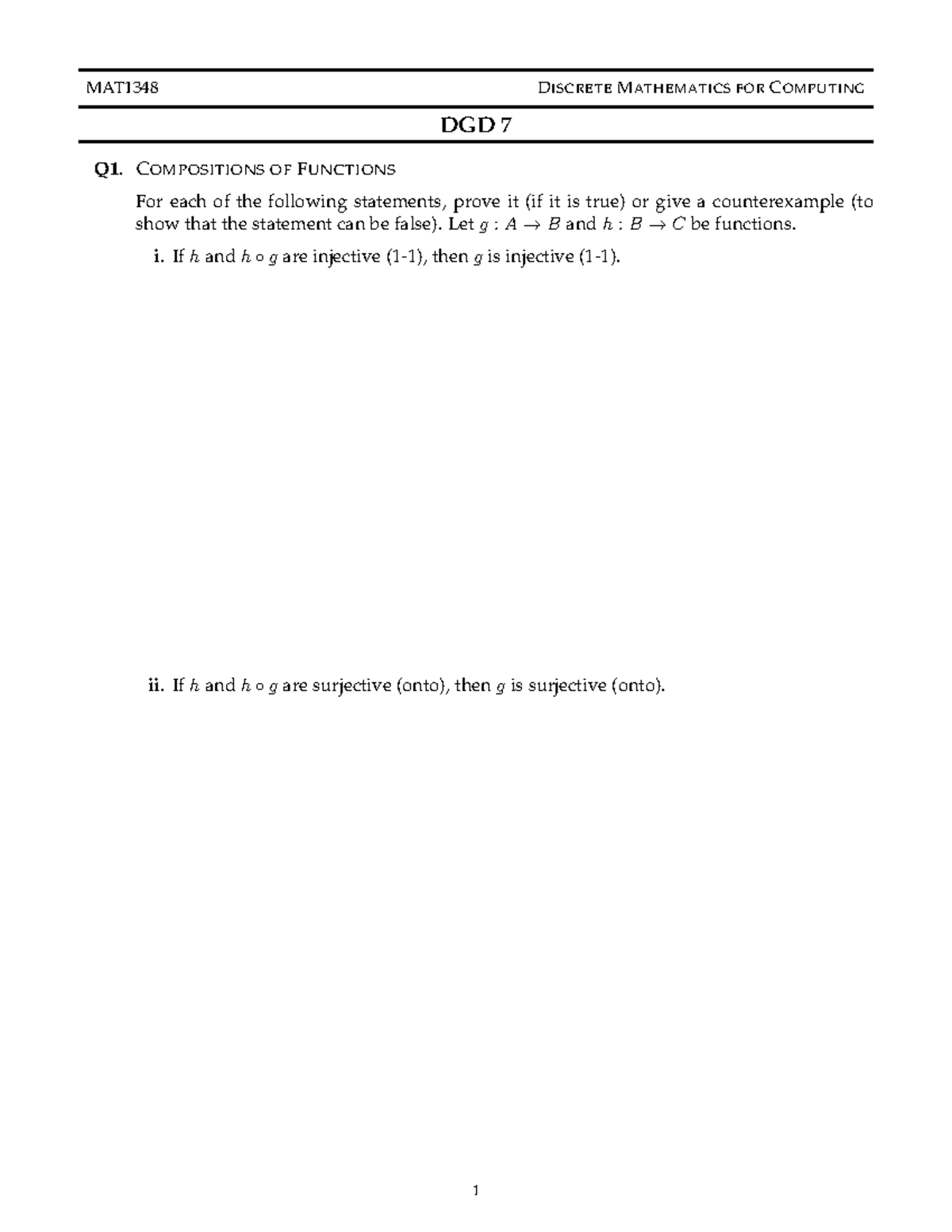 1348-dgd7-Q - dgd - MAT1348 DISCRETE MATHEMATICS FOR COMPUTING DGD 7 Q1 ...