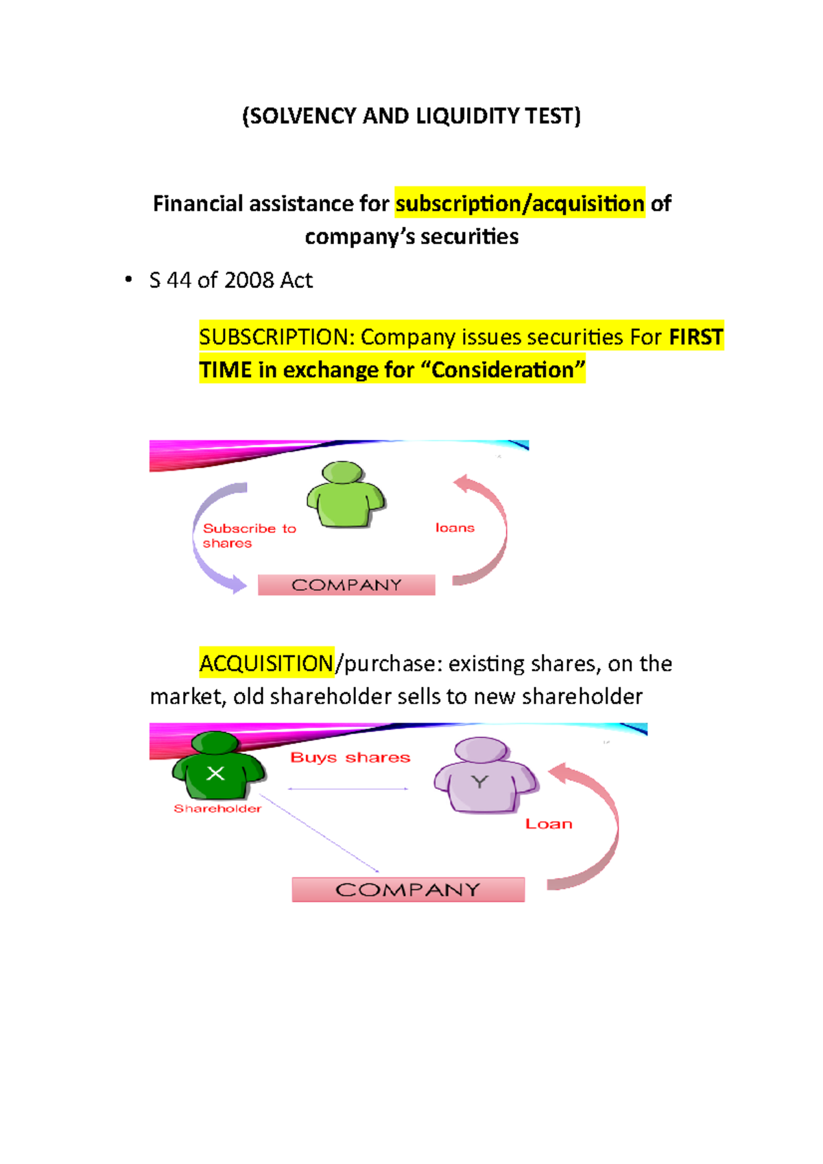 Financial Assistance - (SOLVENCY AND LIQUIDITY TEST) Financial ...