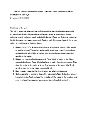 Experiment 11 phyics - sample - Experiment # Ideal Gas Law Name: Salem Darediya Lab Date: 4/5 ...