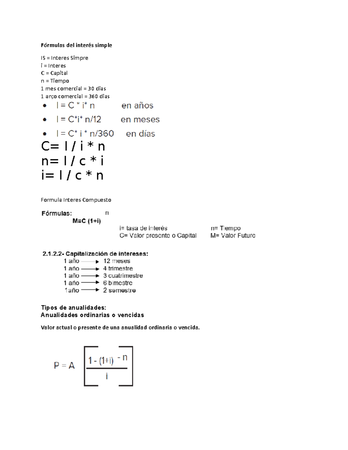 Fórmulas del interés simple - Fórmulas del interés simple IS = Interes ...