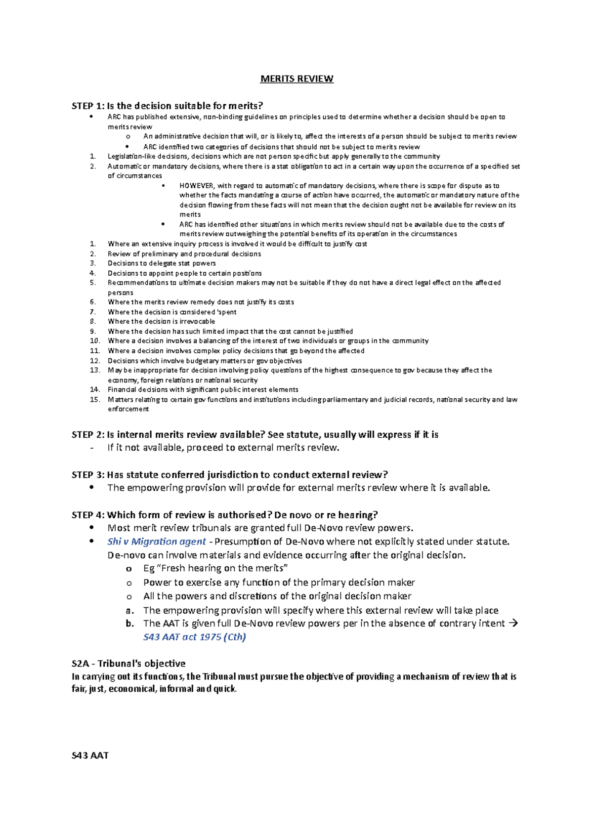 Merits/judicial Review application - MERITS REVIEW STEP 1: Is the ...