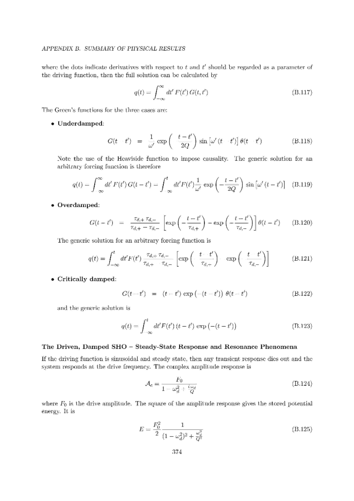 Appendix -B Summary of physics results - Mathematical Physics-I - Studocu