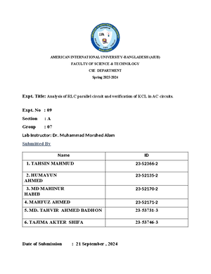 AIUB Assignment Cover Sheet - Assignment/Case-Study Cover; © AIUB- 2020 ...