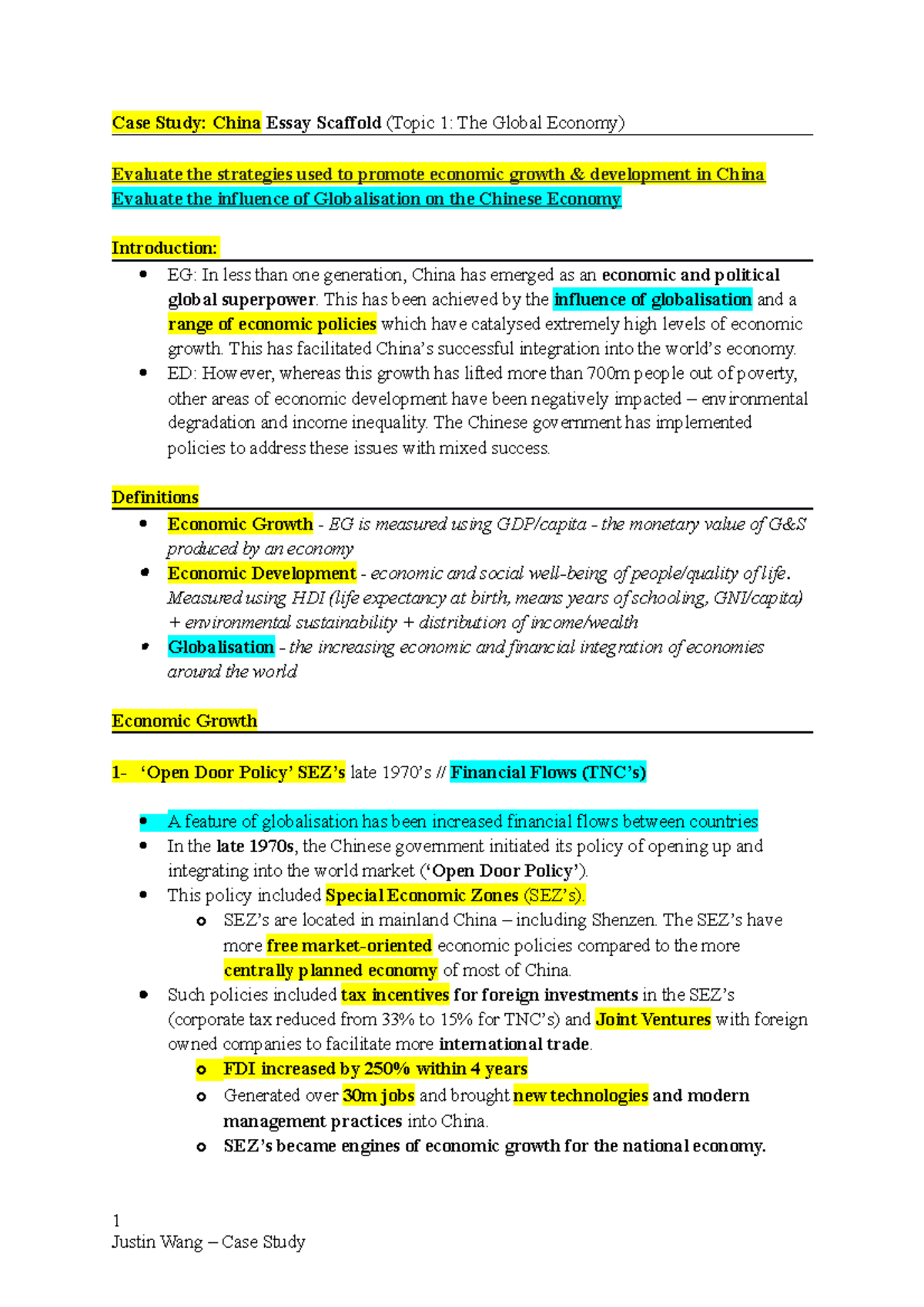China Case Study Essay Scaffold - Case Study: China Essay Scaffold ...